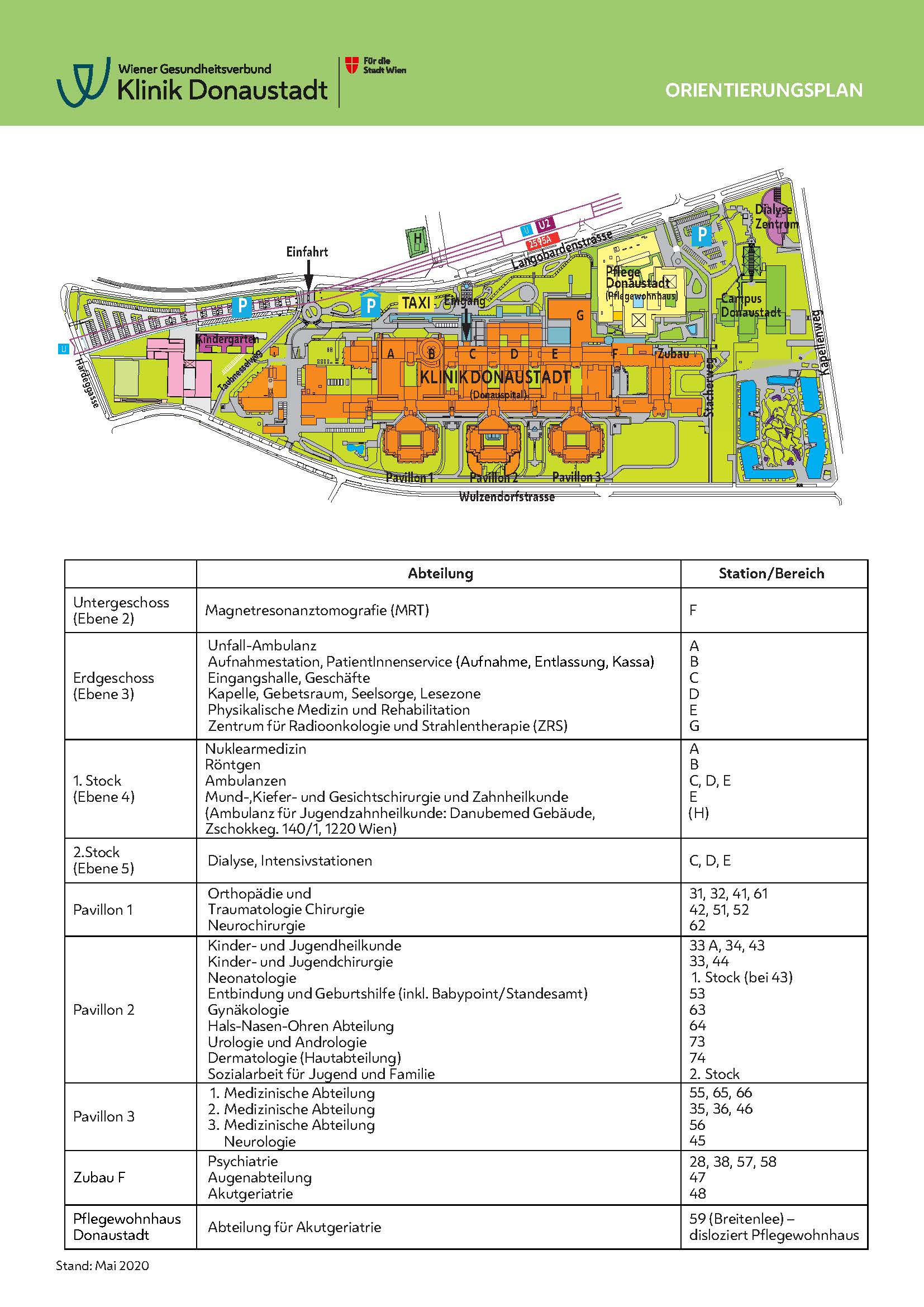 Lageplan - Wiener Gesundheitsverbund - Klinik Donaustadt